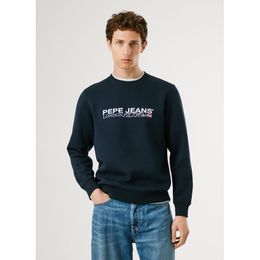 Pepe Jeans Herren Sweatshirt &raquo;MATTHEW CREW&laquo;, mit Label-Print auf der Brust blau S