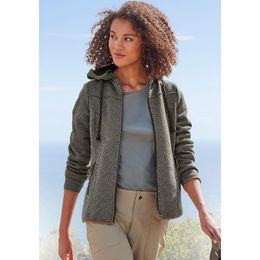 active by Lascana Lascana Active Damen LASCANA ACTIVE Fleecejacke mit Kapuze Trekkingjacke mit Kapuze gr&uuml;n 32/34