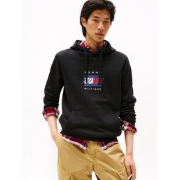 Tommy Hilfiger Herren Kapuzensweatshirt &raquo;LINEAR FLAG GRAPHIC&laquo;, Regular Fit, Hoodie, Kapuze mit Tunnelzug schwarz M
