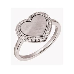 Firetti Damen Fingerring &raquo;Schmuck Geschenk Silber 925 Silberring Herz "LIEBE"&laquo; mit Zirkonia (synth.) - mit Perlmutt wei&szlig;