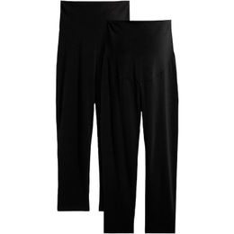 bonprix Damen bonprix Umstandsleggings &raquo;Umstands-Leggings in Capri-L&auml;nge (2er Pack)&laquo; Leggings, aus Baumwolle mit Elasthan, Skinny Fit, Capri-L&auml;nge 