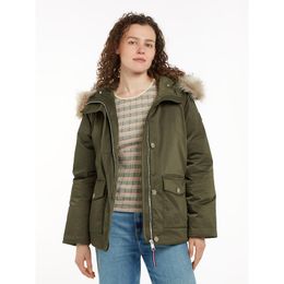 Tommy Hilfiger Damen Parka mit Kapuze mit Logopatch gr&uuml;n XS (34)