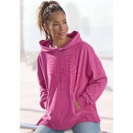 ELBSAND Damen Kapuzensweatshirt &raquo;Lioba&laquo;, im Oversize-Fit, Hoodie mit Tasche und Logodruck vorne pink XXL (44)