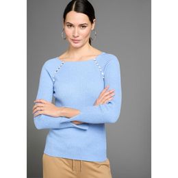 HECHTER PARIS Damen HECHTER PARIS Strickpullover mit stilvollen Knopfleisten blau 42