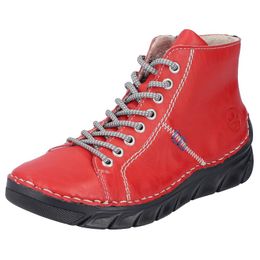 Rieker Damen Schn&uuml;rboots , Schn&uuml;rstiefelette, High Top Sneaker, Schn&uuml;rschuh mit Kontrastnaht rot 36