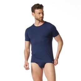 Bruno Banani Herren Rundhalsshirt &raquo;CHECK LINE 2.0&laquo; h&uuml;ftbedeckend, elastisch blau 4 (S)
