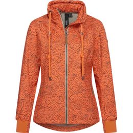 Lpo Damen LPO Softshelljacke &raquo;SHELBY PEAK IV Women&laquo; leichte Softshelljacke mit All-Over-Print und abnehmbarer Kapuze orange 52 (XXL)