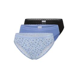 Schiesser Damen Rioslip &raquo;Modern Multipacks&laquo; 3er Pack, Spitzenb&auml;nder, Baumwollmischung, Single Jersey 36