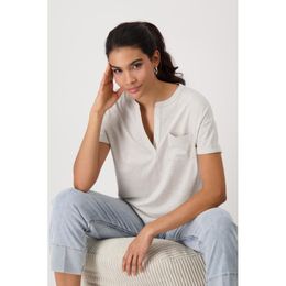 monari Damen Kurzarmshirt Mit V-Ausschnitt beige 34