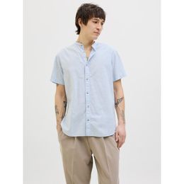 Jack & Jones Jack & Jones Herren Kurzarmhemd &raquo;JJESUMMER BAND SHIRT SS SN&laquo; mit Bandkragen blau S, N-Gr