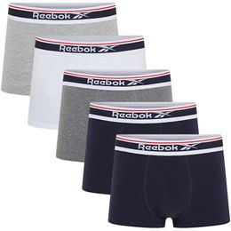 Reebok Herren Boxer &raquo;JAY&laquo; 5er Pack, basic, bequem, weich, mit Logo, breiter Bund, Baumwollmix blau XL