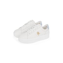 Tommy Hilfiger Damen Plateausneaker &raquo;PLATFORM COURT SNEAKER&laquo; , Freizeitschuh, Halbschuh, Schn&uuml;rschuh mit TH-Schmuckelement blau 37