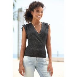 Lascana Damen Lascana Stricktop mit gl&auml;nzendem Lurexgarn schwarz 40/42