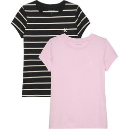 Calvin Klein Jeans M&auml;dchen T-Shirt &raquo;2-PACK STRIPE SLIM SS T-SHIRT&laquo; Packung, 2er, f&uuml;r Kinder bis 16 Jahre, unifarben & geringelt schwarz 4 (104)