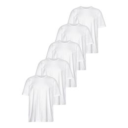 MAN'S WORLD Man's World Herren Rundhalsshirt 5er-Pack, Kurzarm, Regular Fit, unifarben, Rundhals, aus Baumwolle wei&szlig; M (48/50)