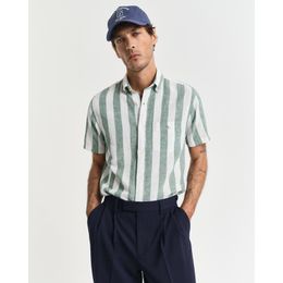 Gant Herren Kurzarmhemd &raquo;REG COTTON LINEN STRIPE SS SHIRT&laquo; gr&uuml;n L, N-Gr