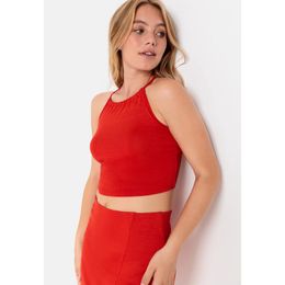 Lscn By Lascana Damen LSCN by LASCANA Crop-Top mit Schn&uuml;rung hinten rot 44