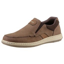 Rieker Herren Slipper Mokassin, Loafer, Komfortschuh mit Gummizug f&uuml;r guten Sitz braun 43