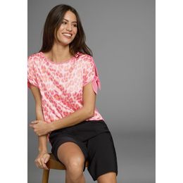 Laura Scott Damen Shirtbluse mit Leoparden_Druck & Bindeband pink 44