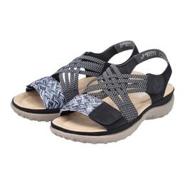 Rieker Damen Riemchensandale , Sommerschuh, Sandalette, Keilabsatz, mit geflochtener Bandage schwarz 40