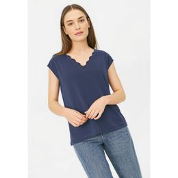 Pieces Damen Pieces Kurzarmshirt &raquo;PCKAMALA LACE V-NECK TEE JRS NOOS BC&laquo; blau S
