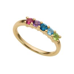 Firetti Damen Fingerring &raquo;Schmuck Geschenk Gold 333 Damenring Goldring Edelstein Farbstein&laquo; mit Blautopas, Peridot, Amethyst, Rhodolith bunt
