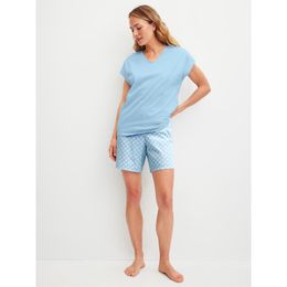 Calida Damen Calida Shorty &raquo;Lovely Nights&laquo; 2 mit V-Ausschnitt und kurzen &Auml;rmeln, weiche Single-Jersey Qualit&auml;t M (44/46)