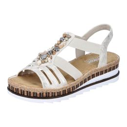 Rieker Damen Sandale , Sommerschuh, Sandalette, Keilabsatz, im Metallic-Look gold 41