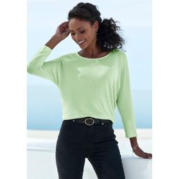 Lascana Damen Lascana 3/4-Arm-Shirt &raquo;aus leichter Feinstrickqualit&auml;t&laquo; mit Fledermaus&auml;rmeln gr&uuml;n 36/38