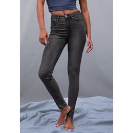 Lascana Damen Lascana Jeansleggings 7/8-L&auml;nge in Skinny-Form, Stretch-Denim, Basic schwarz 44, N-Gr