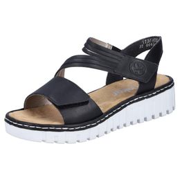 Rieker Damen Plateausandale Sommerschuh, Sandalette, Keilabsatz, mit Klettriemchen schwarz 41