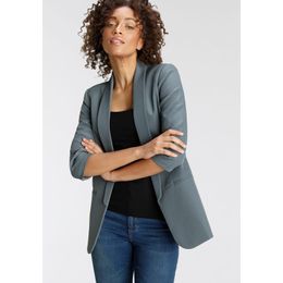 Only Damen Only Kurzblazer &raquo;ONLELLA &ndash; Femininer Blazer mit 3/4-&Auml;rmeln und Raffung&laquo; regular fit, casual, Web, Kunstfaser, V-Ausschnitt gr&uuml;n 46 (XXXL)