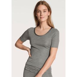 Calida Damen Calida Kurzarmshirt &raquo;True Confidence&laquo; Satinbandeinfassung, Rundhalsausschnitt, Kurzarm grau XS (36/38)