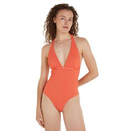 Tommy Hilfiger Swimwear Damen Badeanzug &raquo;HALTER ONE PIECE RP (EXT SIZES)&laquo; in gro&szlig;en Gr&ouml;&szlig;en orange XS (34), N-Gr