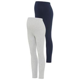 Neun Monate Damen Umstandshose &raquo;2 St&uuml;ck Umstands-Hosen f&uuml;r Schwangerschaft und Stillzeit&laquo; 2er Pack Leggings f&uuml;r Schwangerschaft & Stillzeit blau 40/42