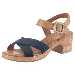 Marco Tozzi Damen Marco Tozzi Sandalette , Blockabsatz, Plateau, Sommerschuh, Sandale mit Feel Me-Ausstattung blau 39