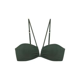 Copenhagen Studios Damen Bandeau-Bikini-Top &raquo;Nela&laquo; mit V-f&ouml;rmigem Cut-Out vorn gr&uuml;n 42, Cup A/B