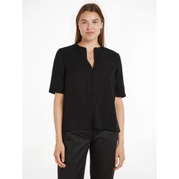 Tommy Hilfiger Damen Klassische Bluse &raquo;VISCOSE REGULAR V-NECK SS BLOUSE&laquo; mit Markenlabel schwarz 32