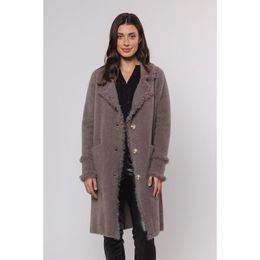 Rino & Pelle Rino & Pelle Damen Longstrickjacke &raquo;CATENA&laquo; mit Fransendetails und Kn&ouml;pfen grau XS (34)