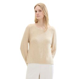 Tom Tailor Damen Tom Tailor Rundhalspullover mit Raglan&auml;rmel beige S (36)