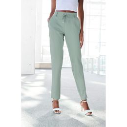 Lascana Damen Lascana Jogger Pants mit elastischem Bund und G&uuml;rtelschlaufen, Loungewear gr&uuml;n 32, N-Gr