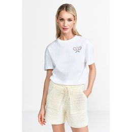 Richroyal Damen RICHROYAL T-Shirt mit Strassdetalis wei&szlig; XS