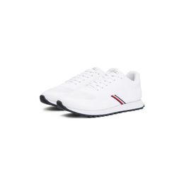 Tommy Hilfiger Herren &raquo;NEW RUNNER EVA CORPO KNIT&laquo; , Freizeitschuh, Halbschuh, Schn&uuml;rschuh mit Streifen in Tommy Farben wei&szlig; 46
