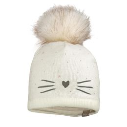 MaxiMo Jungen MaxiMo Beanie mit Bommel, mit Stickerei, zweifarbig, w&auml;rmend wei&szlig;