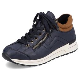 Rieker Damen Sneaker mit weichem Schaftrand, Freizeitschuh, Halbschuh, Schn&uuml;rschuh blau 42