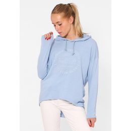 Zwillingsherz Damen Hoodie &raquo;"Moin"&laquo;, Kapuze, Kordelzug, Langarm, maritimer Schriftzug blau S/M