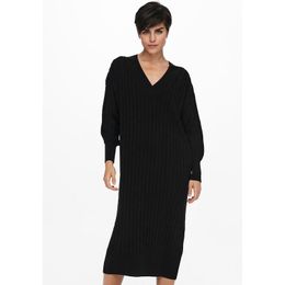 Only Damen Only Strickkleid &raquo;ONLNEW TESSA L/S MIDI V DRESS&laquo; mit tiefem V-Ausschnitt mit breiter Blende schwarz M, N-Gr