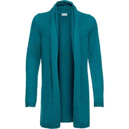 bonprix Damen bonprix Longstrickjacke Loose fit, mit Rippstrick an &Auml;rmeln und Saum, mit Schalkragen blau 52/54 (XXL)