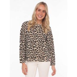Zwillingsherz Damen Sweater &raquo;"Leo allover"&laquo;, mit animalischem Printdesign beige SM (S/M)