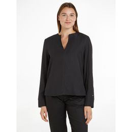Tommy Hilfiger Damen Klassische Bluse &raquo;VISCOSE REGULAR V-NECK LS BLOUSE&laquo; mit Flagge schwarz 34